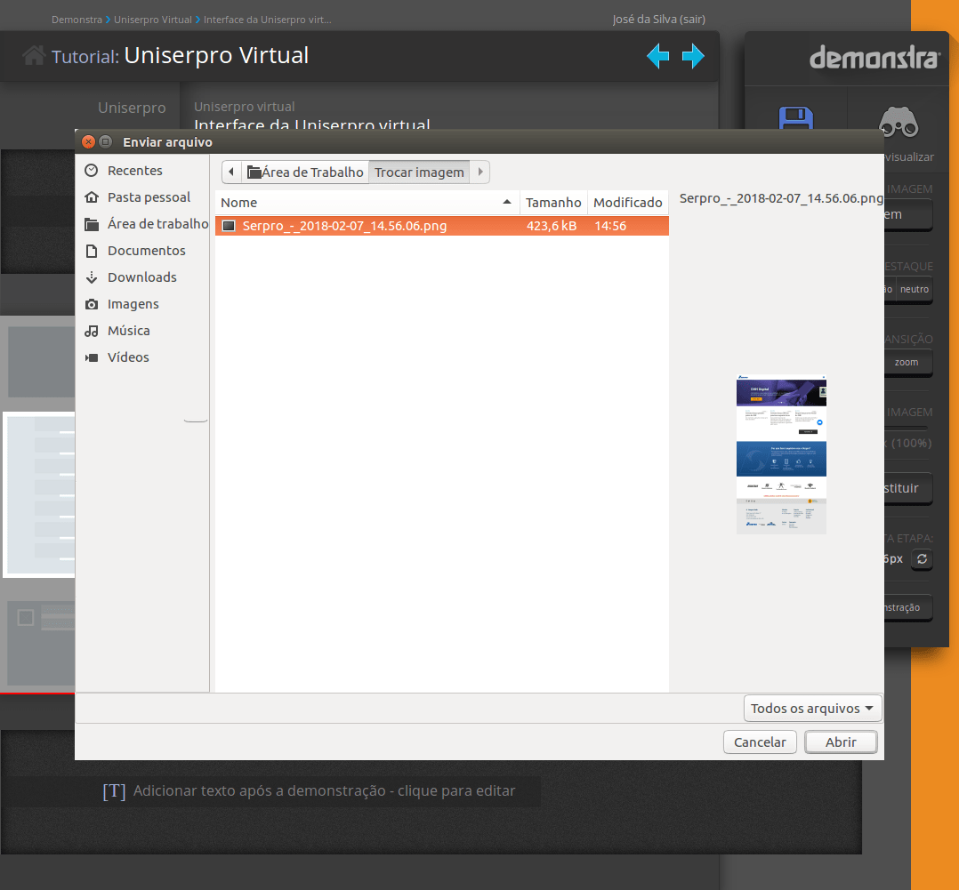 Demonstra - Trocar imagem