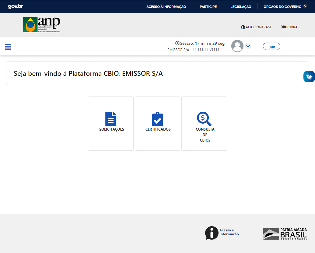 Plataforma CBIO - perfil Emissor - Emissor - Relatório NFes Submetidas