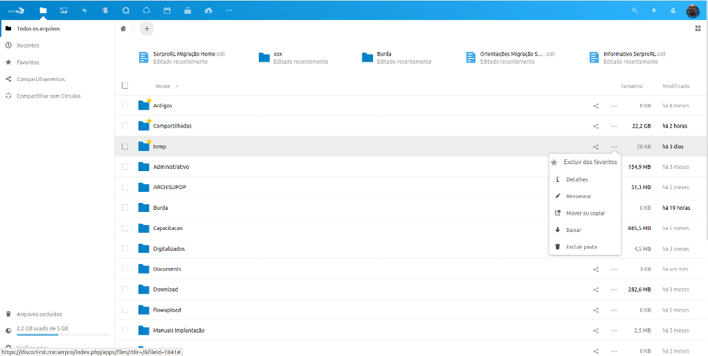 SerproRL - Pastas e Arquivos - Favoritos